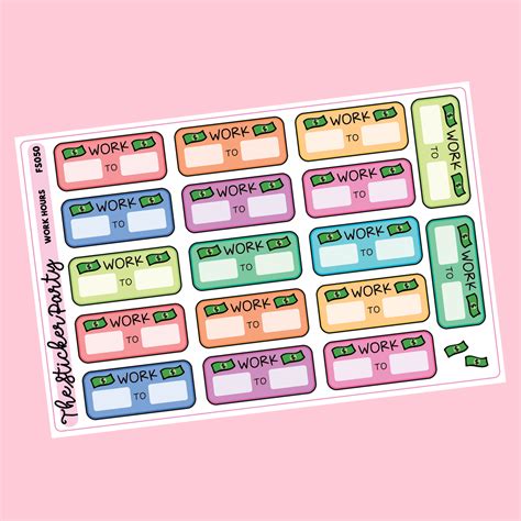 Work Hoursshift Tracker Planner Stickers The Sticker Party