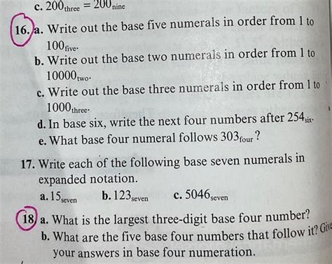 Solved 16 A Write Out The Base Five Numerals In Order From