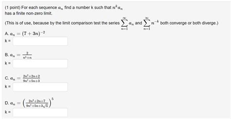 Solved Point For Each Sequence An Find A Number K Such Chegg