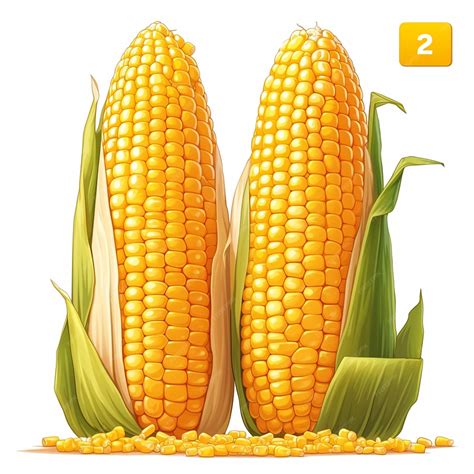 Premium Vector Yellow Corn Cobs With Silky Tassels