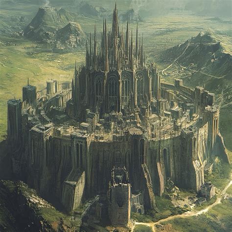 Fortress Cathedral Medieval Drawings Fantasy Town Fantasy World Map