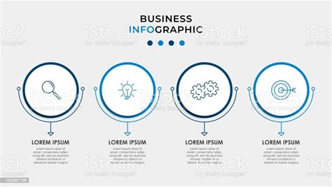 아이콘과 4가지 옵션 또는 단계가 있는 비즈니스 인포그래픽 디자인 템플릿 벡터입니다 프로세스 다이어그램 프레젠테이션 워크플로 레이아웃 배너 플로우 차트 정보 그래프에 사용할