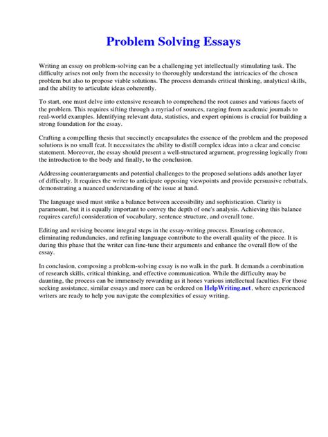 Problem Solving Essays Pdf Israel World Politics