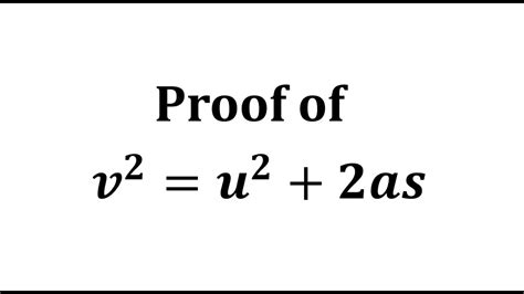 Proof Of V 2 U 2 2as Youtube