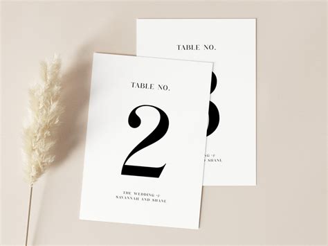 wedding table numbers simple print table number for event etsy