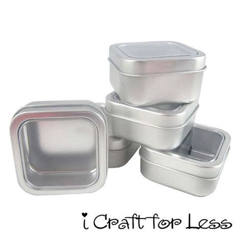 5 T Storage 2 Oz Small Square Clear View Top Metal Etsy Spice