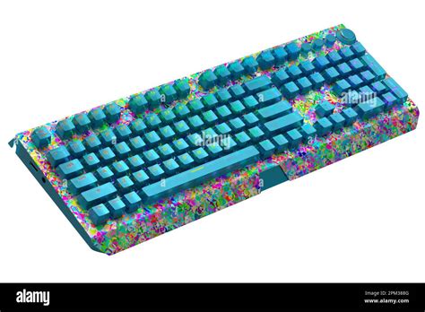 Realistic Computer Keyboard With Seamless Wavy Pattern Isolated On White Background 3d Render