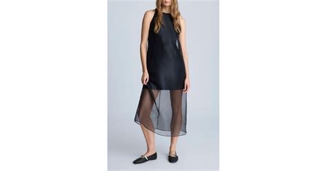 Kenneth Cole Sheer Organza Overlay Midi Dress In Black Lyst