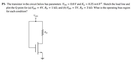 solved the transistor in the circuit below has parameters