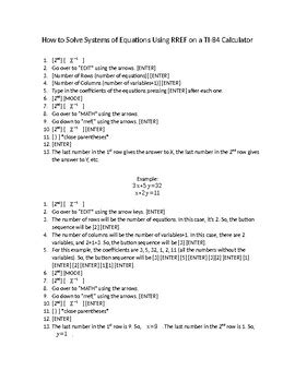 How To Solve Systems Of Equations With A TI By Autum Ford TpT