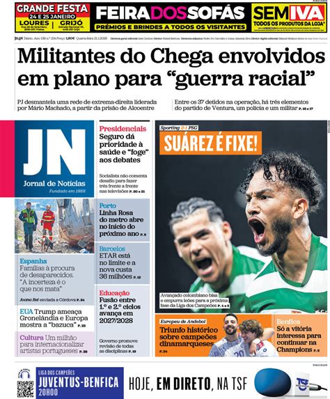 Capa Jornal De Notícias 21 Janeiro 2026 Capasjornais Pt
