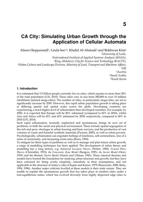 pdf ca city simulating urban growth through the application of