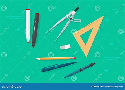 Pen Pencils Eraser Triangle Rulers Marker Biro Pen Compass