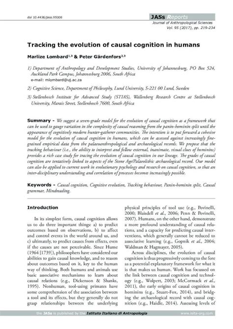 Pdf Tracking The Evolution Of Causal Cognition In Humans · Across Disciplines The Evolution