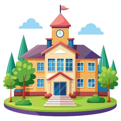 Vector Edificio Escolar Institución Educativa Colegio Vector Premium
