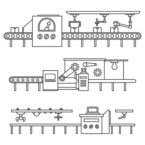 Premium Vector Assembly Line Vector Set Isolated On White Background