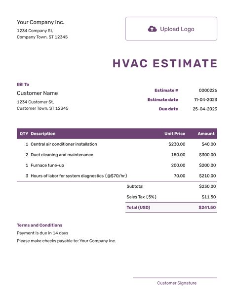 Free Hvac Estimate Template