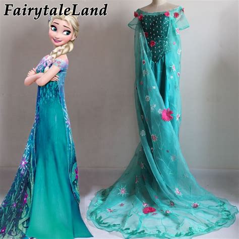 Frozen Fever Elsa Cosplay Costume Birthday Party Elsa Dress Halloween