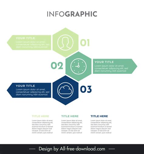 3 Elements Infographic Template Flat Symmetric Geometric Horizontal