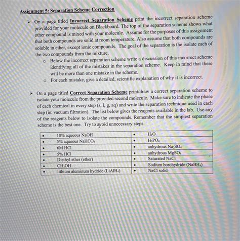 solved assignment 5 separation scheme correction on a page