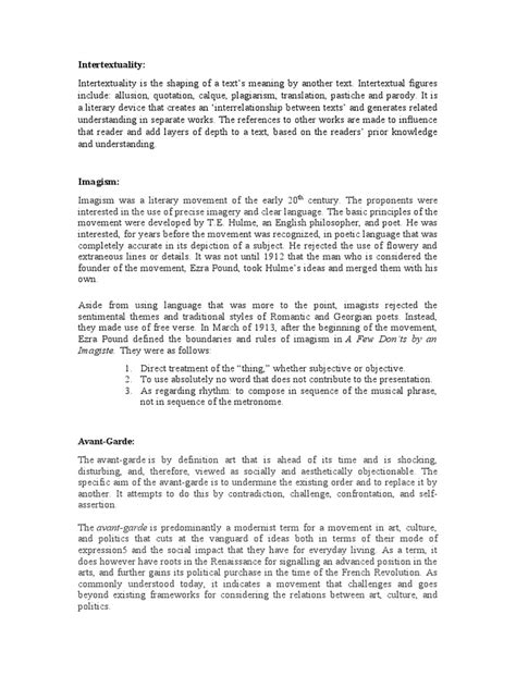 Intertextuality Pdf Avant Garde Poetry