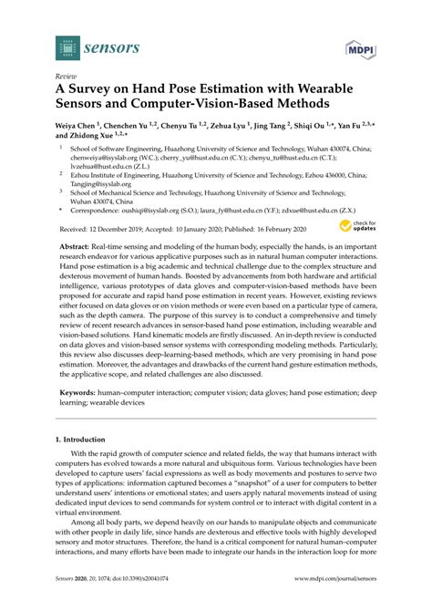 Pdf A Survey On Hand Pose Estimation With Wearable Sensors And Computer Vision Based Methods