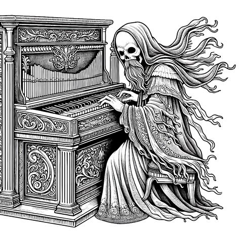 Ånd Spiller Uhyggelig Melodi På Gammel Klaviatur Malebillede Til Download Gratis Ånd Spiller Uhyggelig Melodi På Gammel Klaviatur Malebillede Til Download Gratis