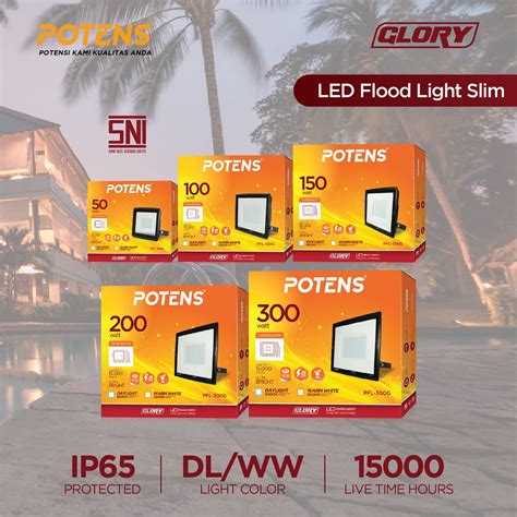 Jual POTENS Lampu LED Flood Light Watt Lampu Sorot Warna Putih Shopee Indonesia
