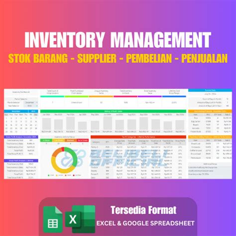 Jual Inventory Management Stock Excel Spreadsheet Manajemen Stok Pembelian Penjualan Inventory