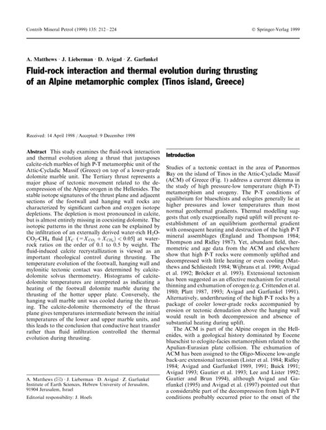 Pdf Fluid Rock Interaction And Thermal Evolution During Thrusting Of