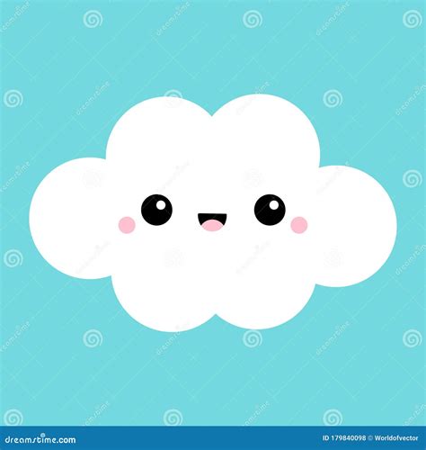 White Cloud Icon Smiling Face Tongue Fluffy Clouds Cute Cartoon Kawaii Cloudscape Love Card