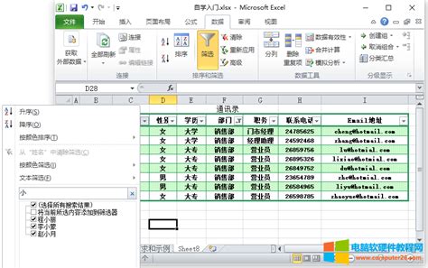 Excel筛选Excel 中的筛选的使用方法 电脑软硬件教程网