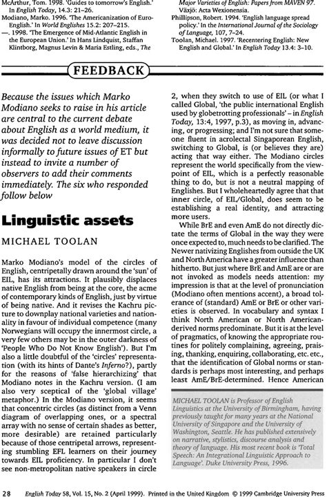 Linguistic Assets English Today Cambridge Core