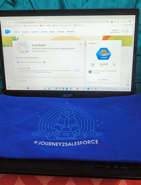 Journey2salesforce Salesforce Trailblazer Schwag Tshirt Achievementunlocked Learning