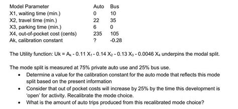 Solved A Mode Choice Logit Model Is To Be Developed Based On Chegg
