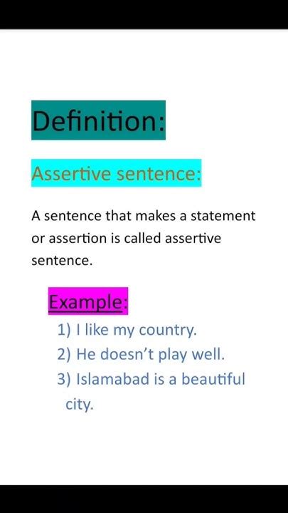Assertive Sentenceassertive Sentence In English Grammar Definition