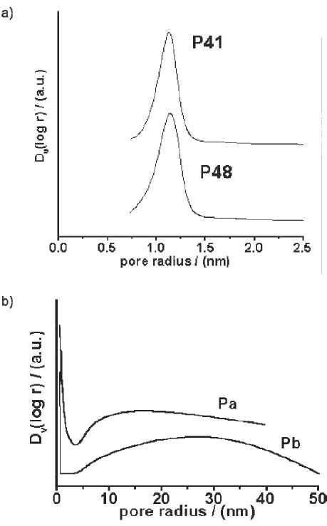 Bjh Pore Size Distribution Of A Mesoporous Silica Patrixes P41 And