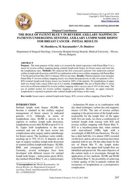 Pdf The Role Of Patent Blue V In Reverse Axillary Mapping In Patients