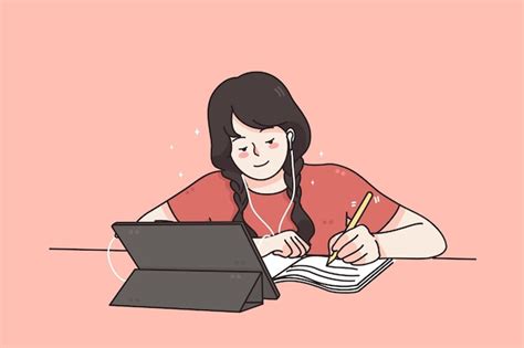 거리 및 E 러닝 교육 개념 프리미엄 벡터