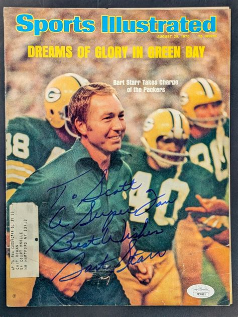 Bart Starr Hof Packers Signed 1975 Sports Illustrated Cover Only Auto
