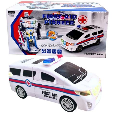 Jual First Aid Pioneer Mainan Mobil Ambulans Jadi Robot Ambulance Vanguard Ambulance