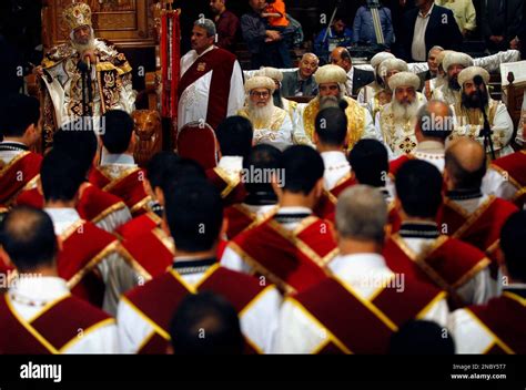 Coptic Orthodox Priests And Egyptian Christian Worshipers Take Part In
