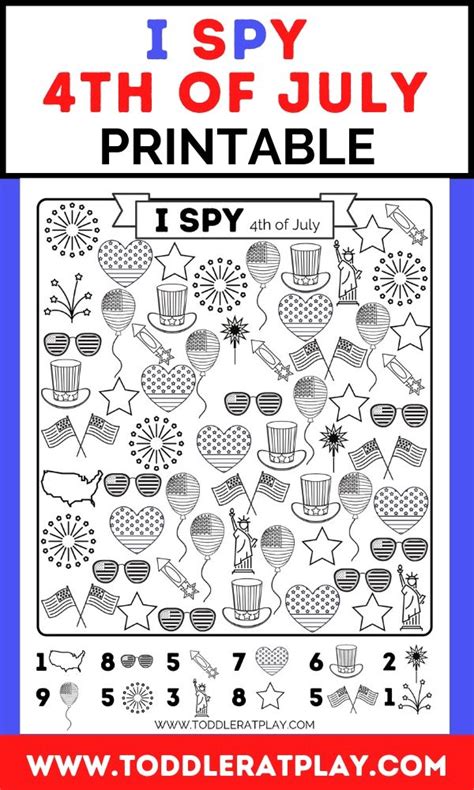 I Spy 4th Of July Printable 4th Of July Preschool Activities