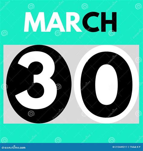 March 30 Modern Daily Calendar Icon Date Day Month Stock