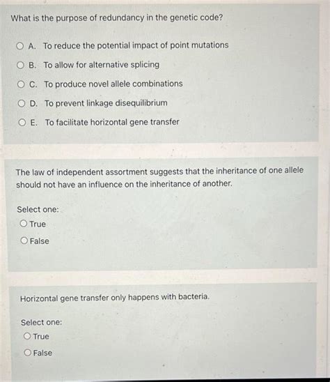 Solved What Is The Purpose Of Redundancy In The Genetic