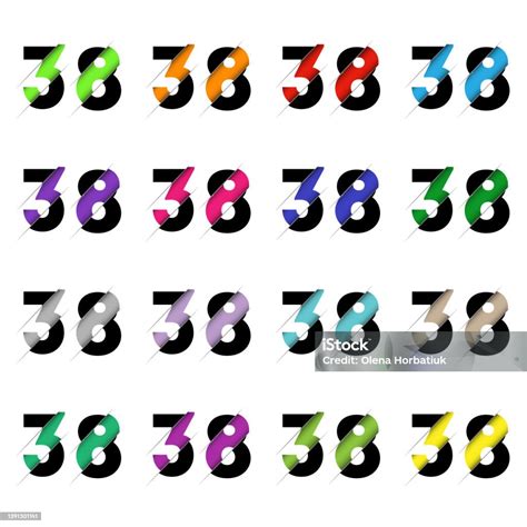 종이 컷 번호 삼십여덟 38 흰색 배경에 고립 된 사실적인 3d 멀티 레이어 종이 절단 효과 알파벳 문자 글꼴의 그림입니다 생일 또는 결혼식 인사말 디자인을위한 장식 요소