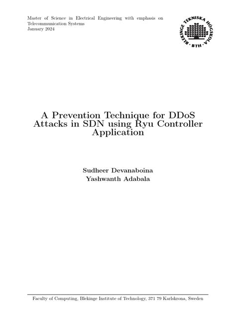 A Prevention Tecnique For Ddos Attacks In Sdn Pdf Computer Network