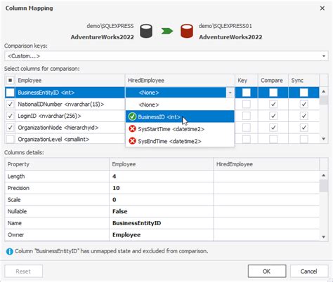 How To Compare Data Of Two Tables In The Same Database
