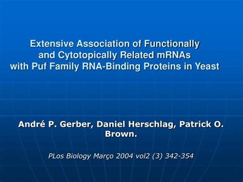 Ppt André P Gerber Daniel Herschlag Patrick O Brown Plos Biology Março 2004 Vol2 3 342
