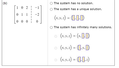 Solved Two Augmented Matrices For Two Linear Systems In The
